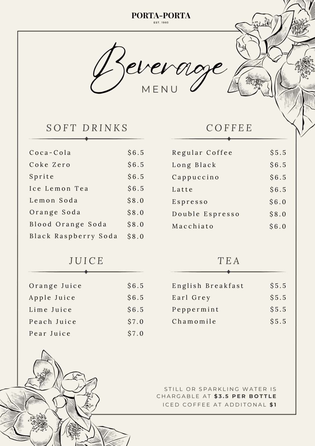 Menu - Porta-Porta Italian Restaurant